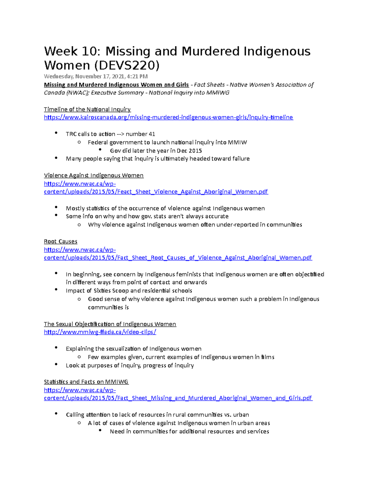 Introduction to Aboriginal Studies Week 10 - Week 10: Missing and ...