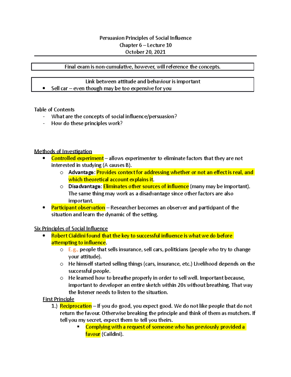 Lecture 10 41 - Persuasion Principles of Social Influence Chapter 6 ...