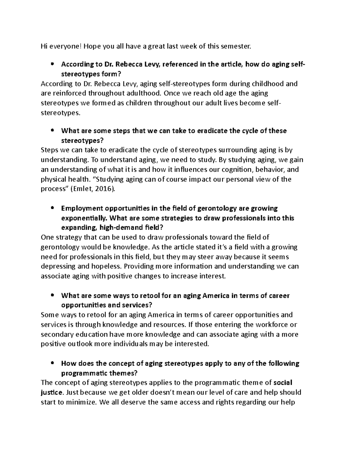 Week 8-1 Discussion - Hi everyone! Hope you all have a great last week ...