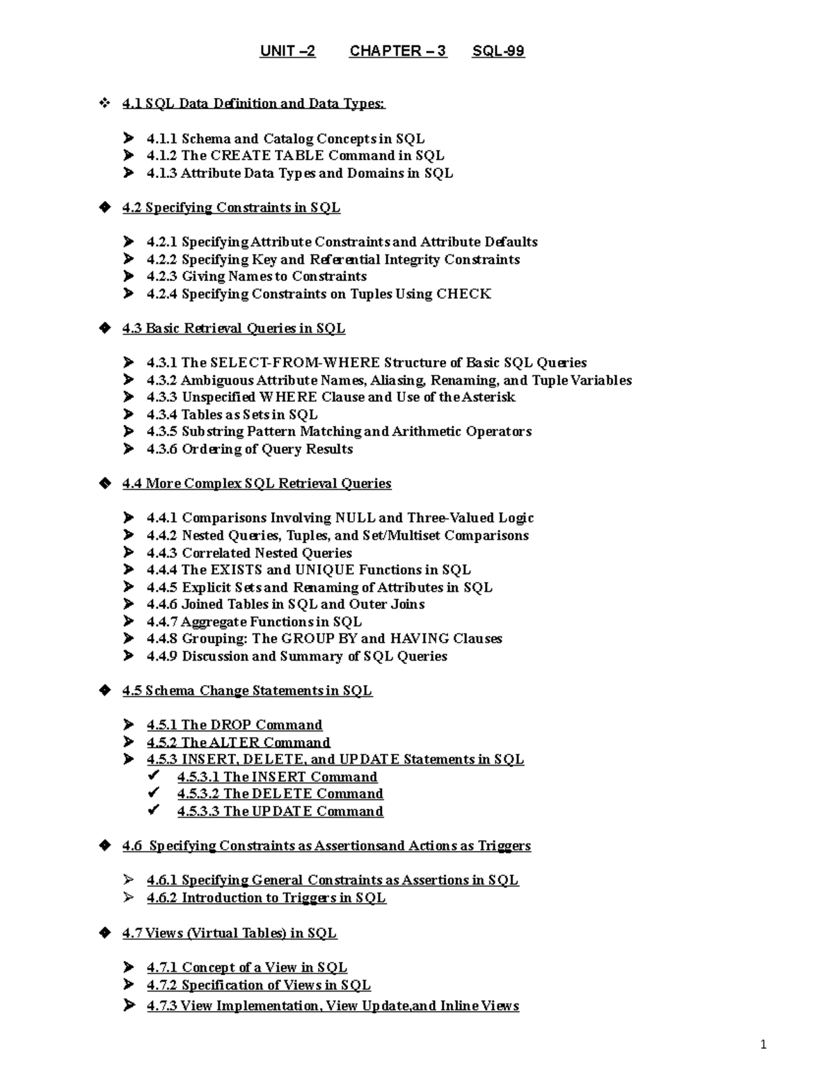 Data Base Management System Unit 2 Chapter 3 Sql 4 Sql Data