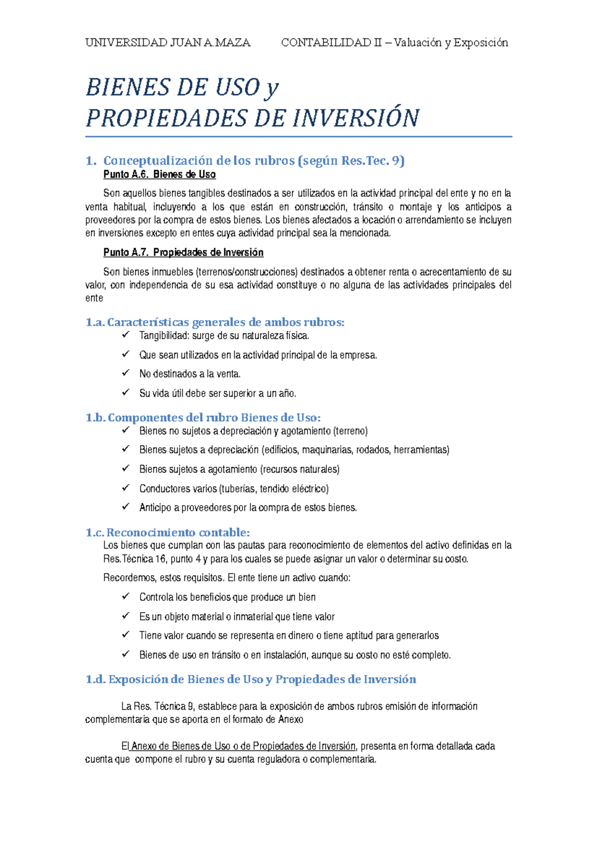 Bienes DE USO y Propiedades DE Inversión + Activos Intangibles - BIENES ...