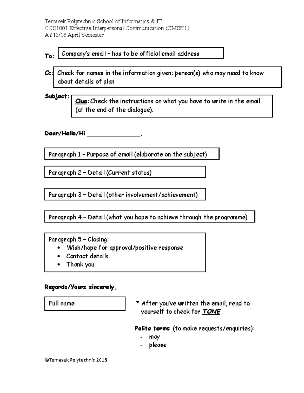 Email-structure - How to write a good email - Temasek Polytechnic ...