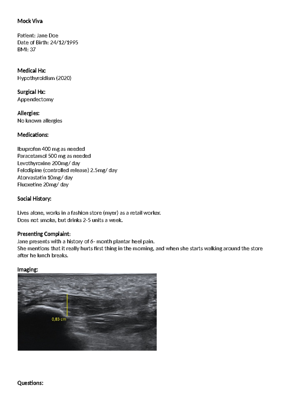 Mock viva 1 - Practice mock viva w/ case study & questions - CSB536 ...