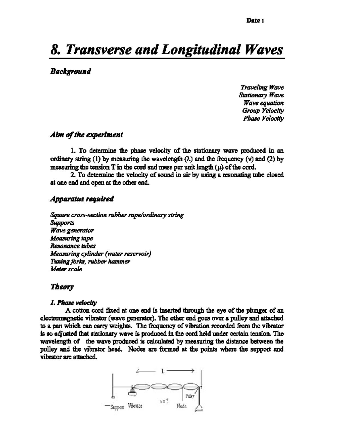 E3- Transverse and Longitudinal Waves - Physics Laboratory - Studocu