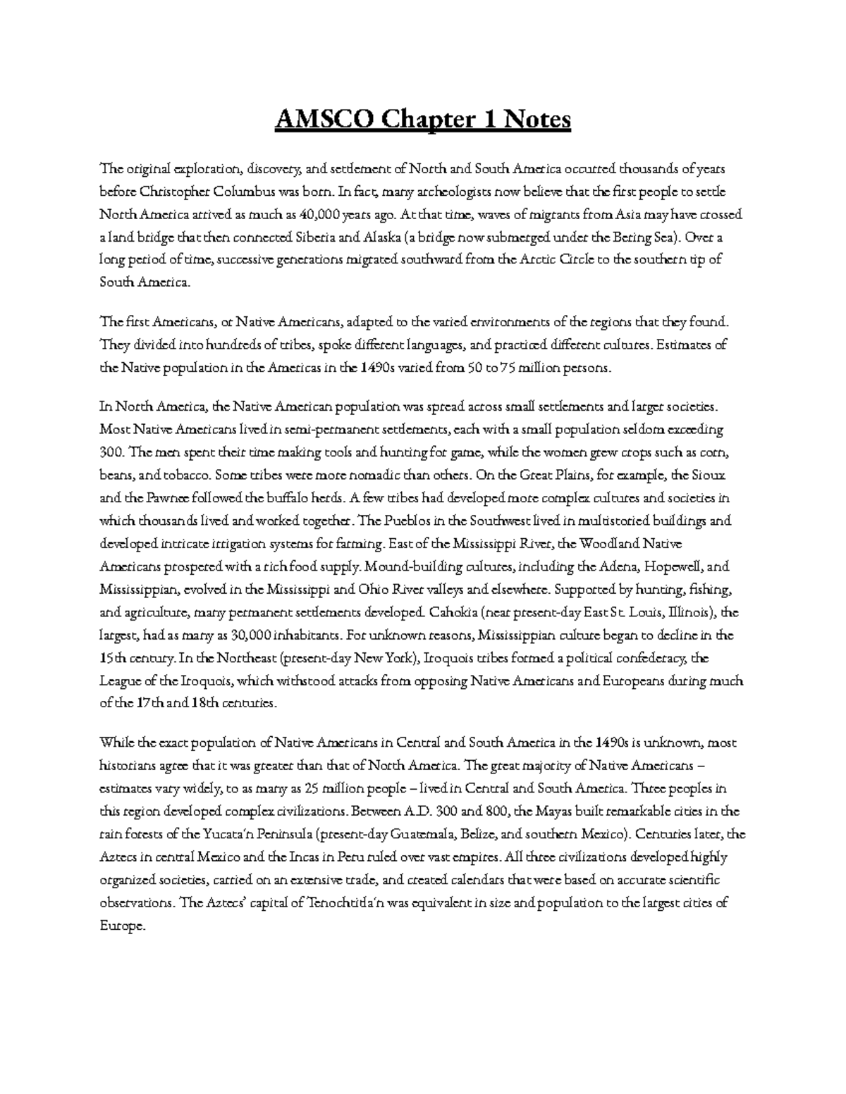 Amsco Chapter 1 Notes - AMSCO Chapter 1 Notes The original exploration ...