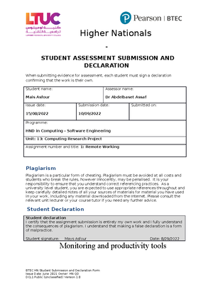 Student Assessment Submission and Declaration mays information - STUDENT ASSESSMENT SUBMISSION ...
