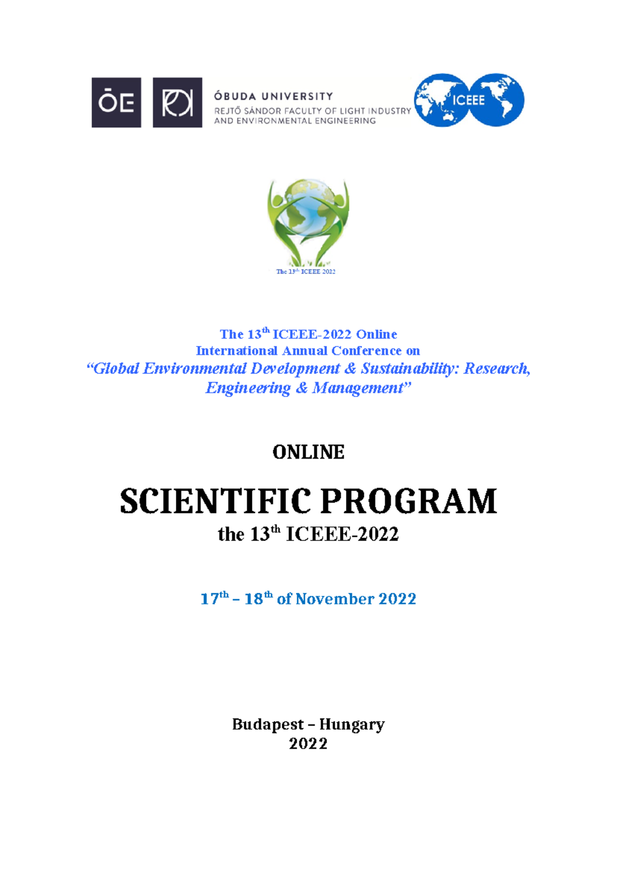 3 13th Iceee-2022 Program - The 13th ICEEE-2022 Online International ...