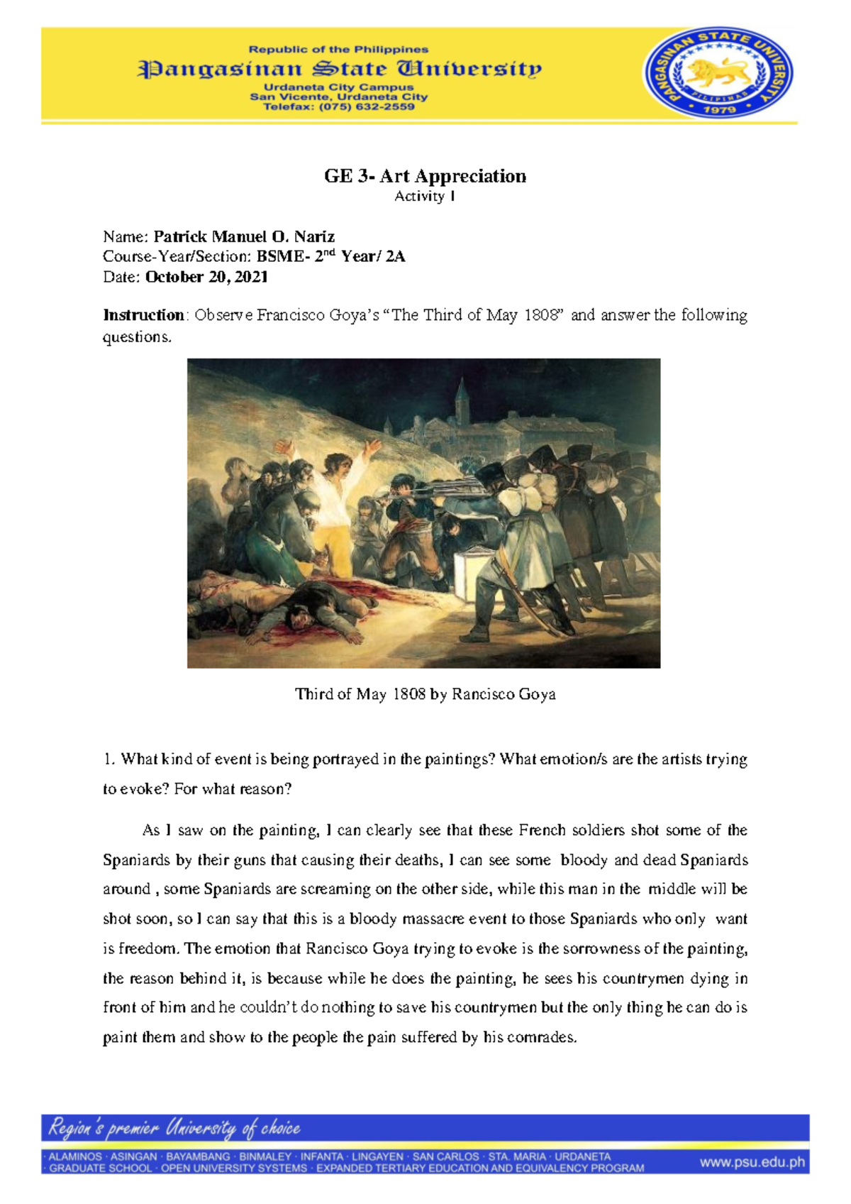 BSME2A Activity 1 Nariz Patrick Manuel - Art Appreciation - PangSU ...