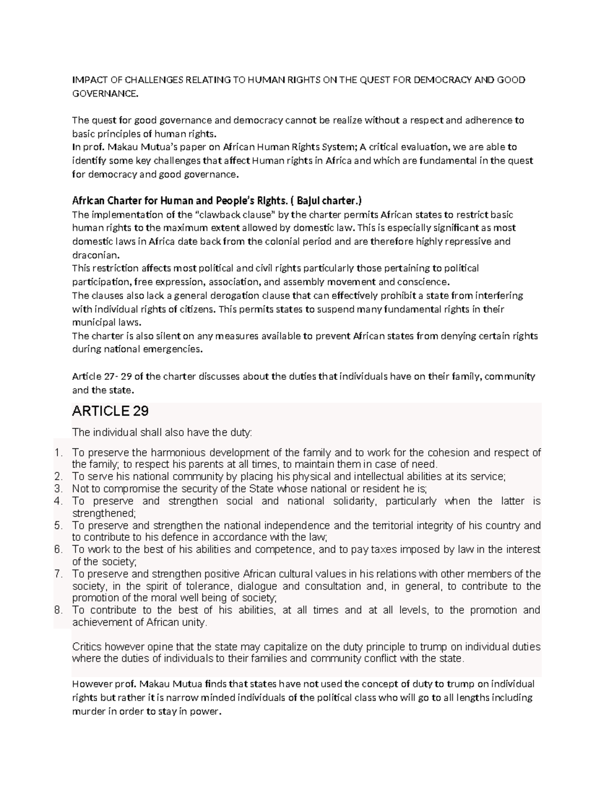 Human rights impactson democracy - IMPACT OF CHALLENGES RELATING TO ...