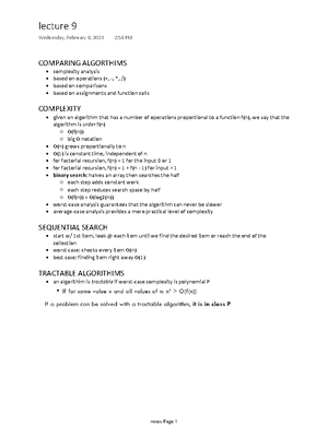 Lecture 3 - lect3 - RECAP ADTS describe a collection of data and ways to operate on it classes ...