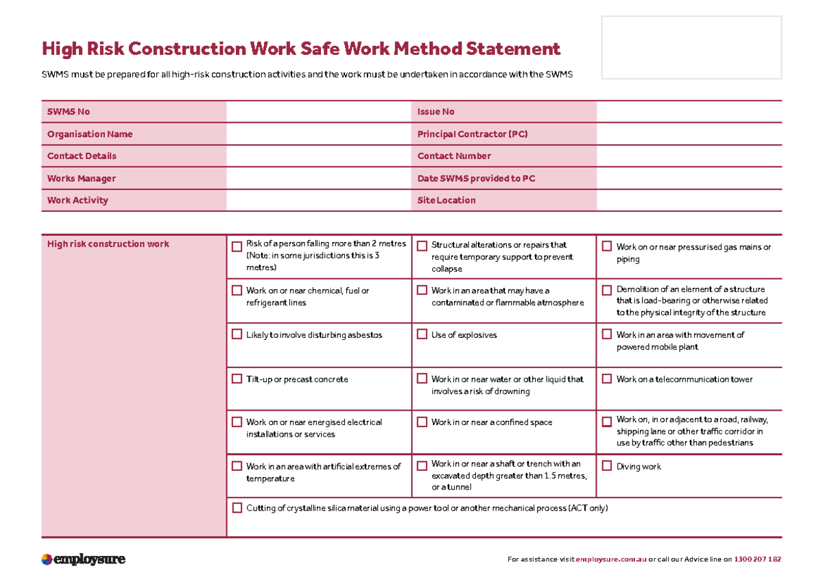 230504 AU Construction Relaunch Safe Work Method Statement - For ...