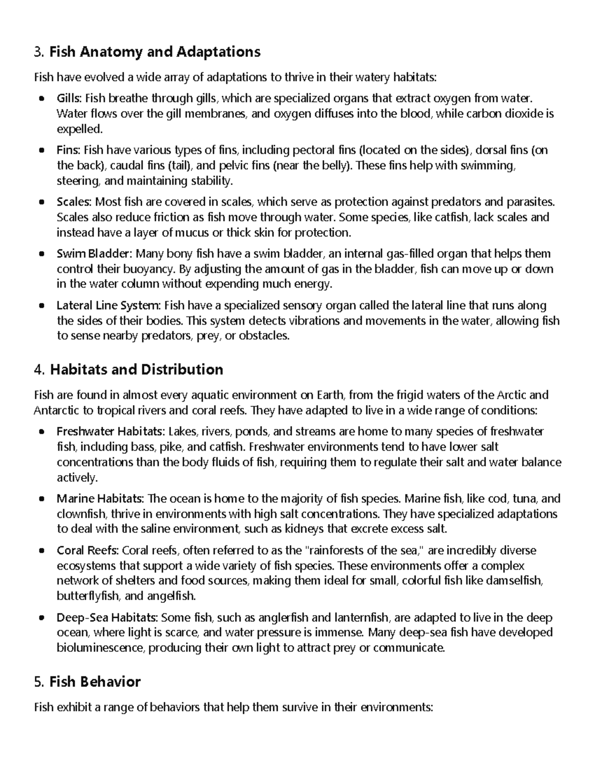 Lk - english - 3. Fish Anatomy and Adaptations Fish have evolved a wide ...