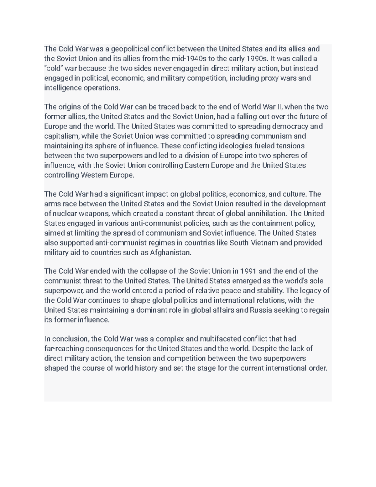 The Cold War - Cold war - The Cold War was a geopolitical conflict ...