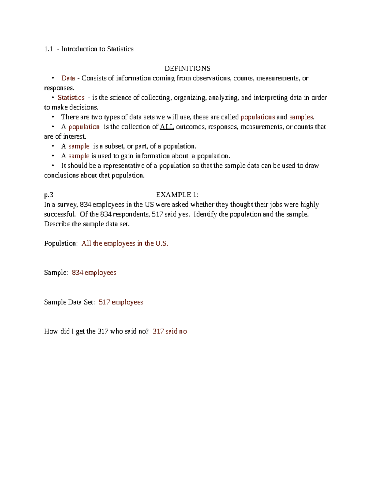 Ch 1 Statistics Notes - Google Docs - 1 - Introduction to Statistics ...