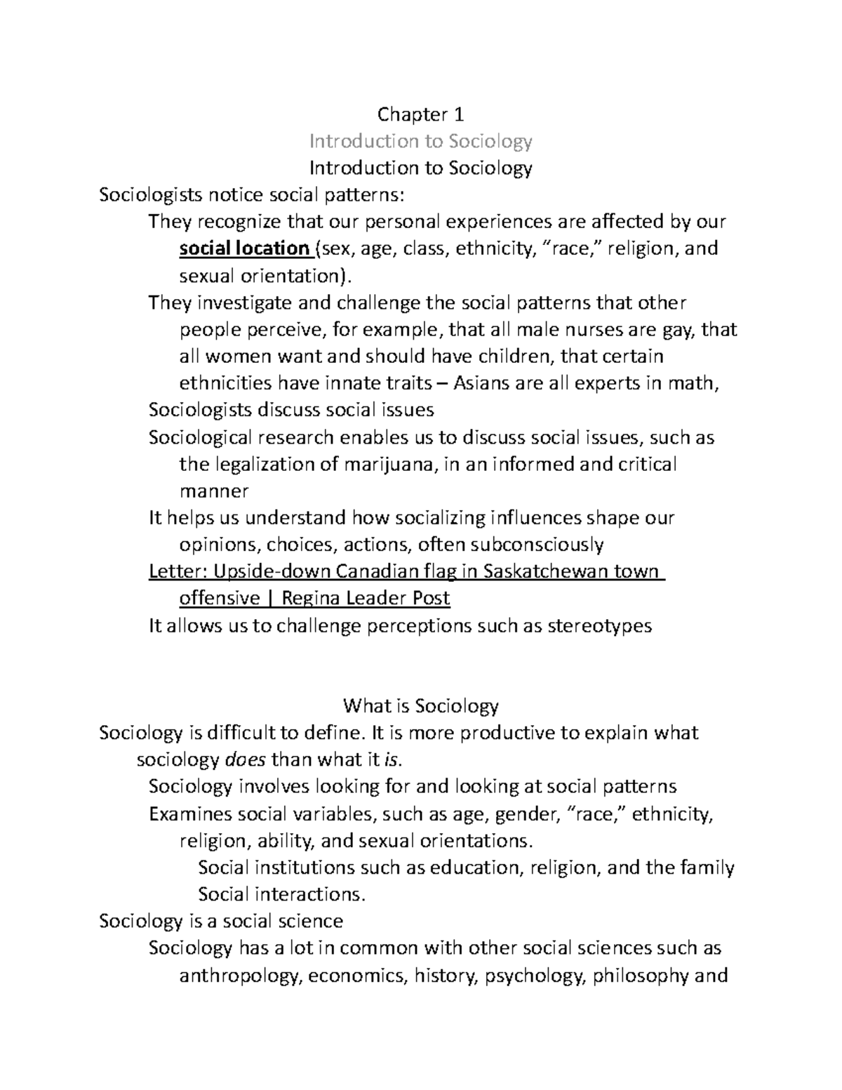 Steckley 5e Chapter 1 Sept 2023 copy - Chapter 1 Introduction to ...