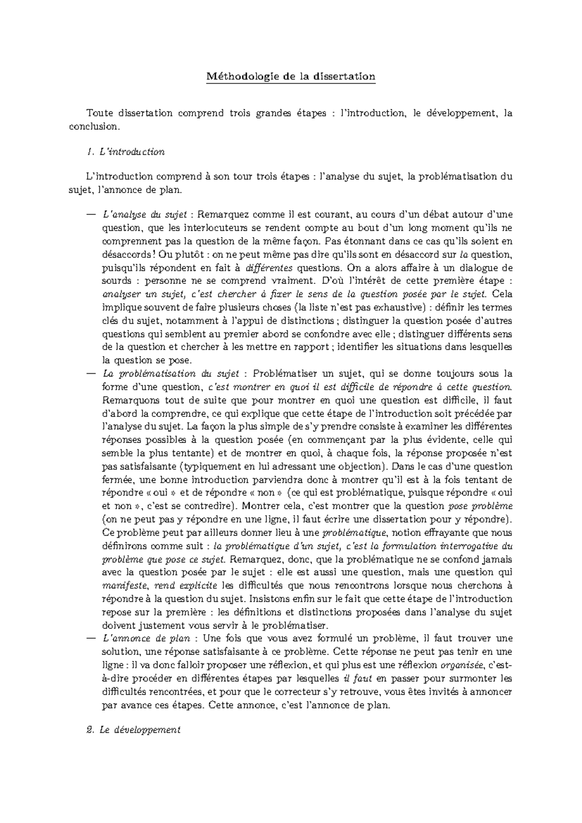 Méthodologie de la dissertation - Méthodologie de la dissertation Toute ...