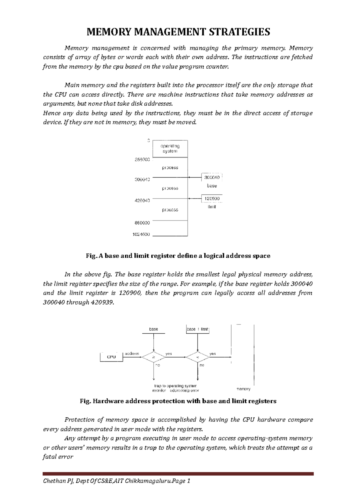 OS 5th unit-1 - MEMORY MANAGEMENT STRATEGIES Memory management is concerned with managing the ...