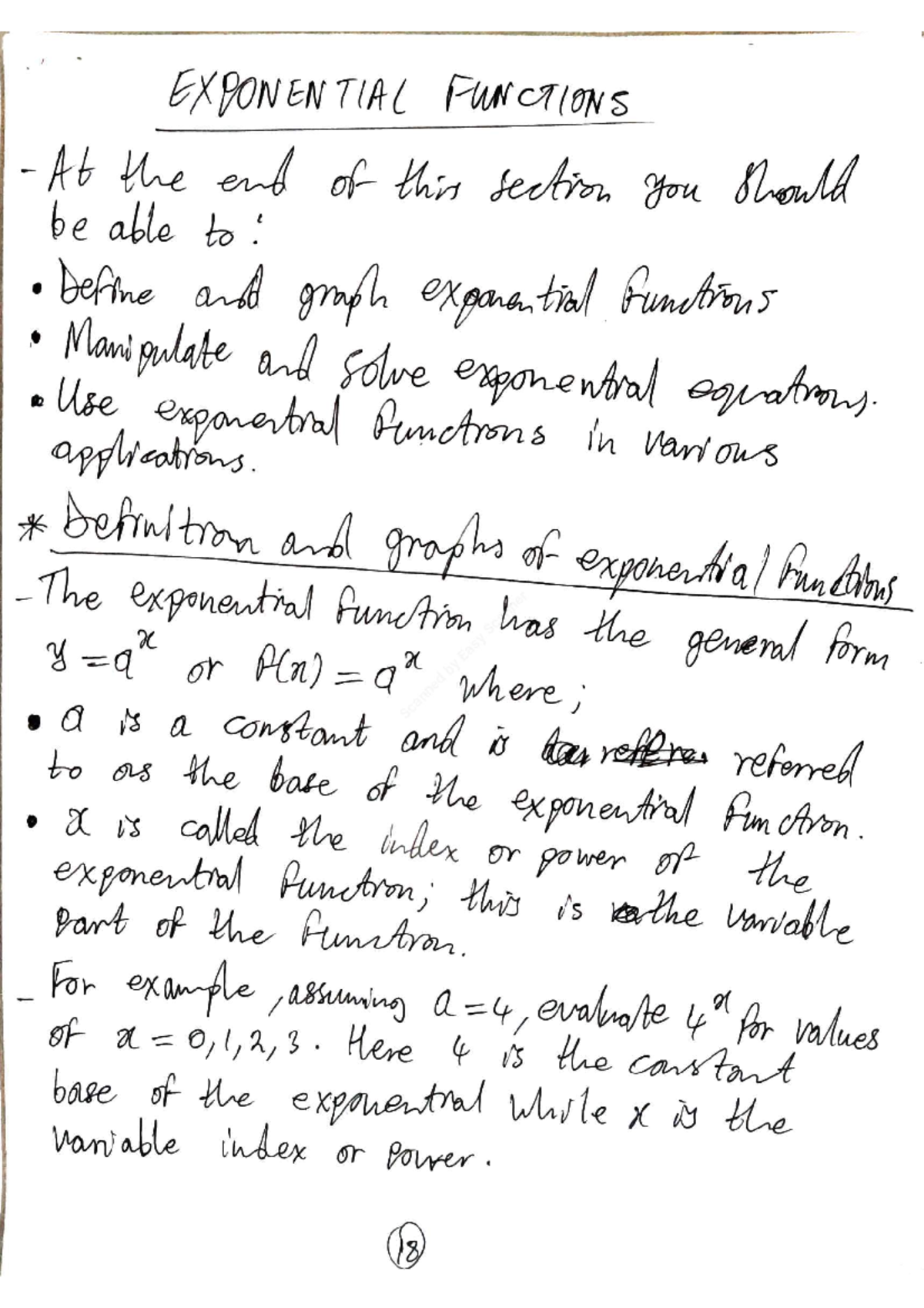 Exponential Functions Notes - MATH121 - Studocu