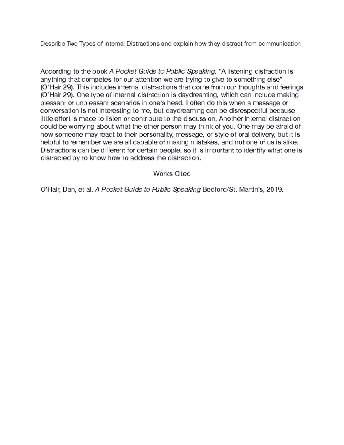 COMM: Internal Disctraction - Describe Two Types of Internal ...