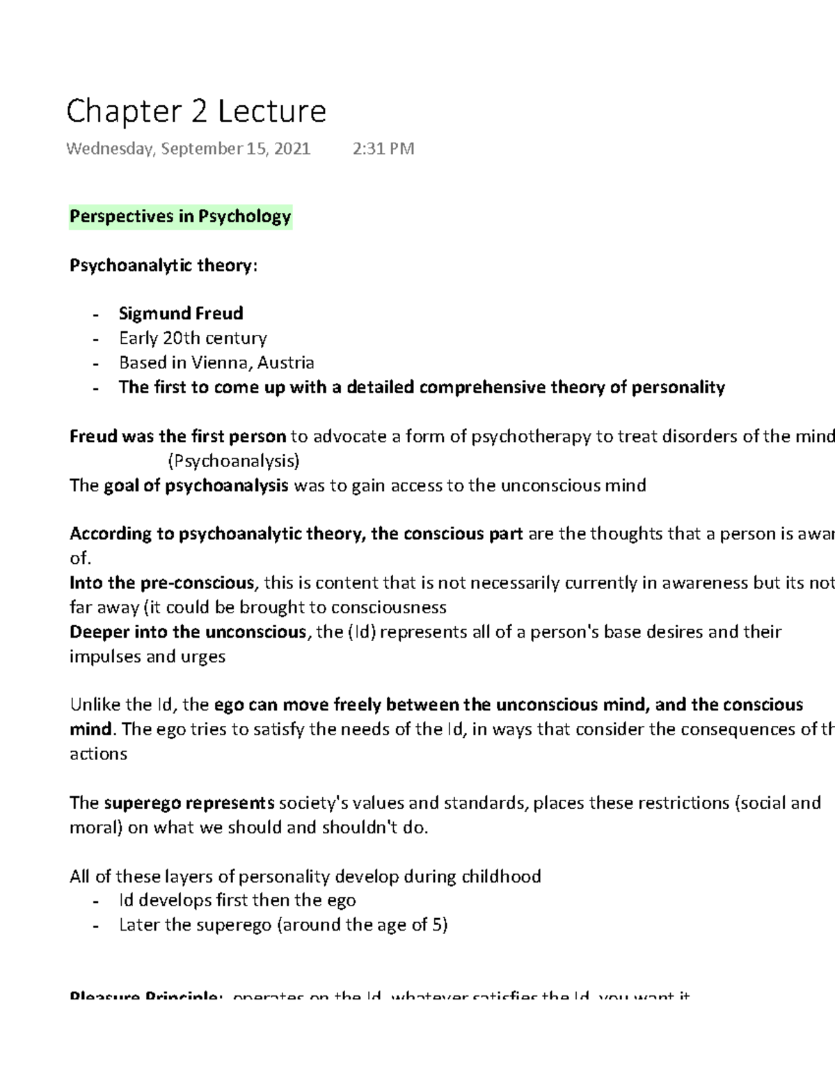 Chapter 2 Lecture - James Reichert - Perspectives in Psychology ...