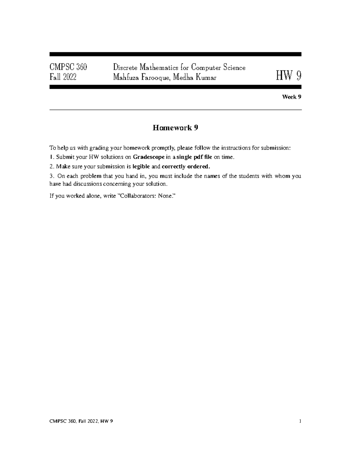 Hw9 Solutions Homework 9 Solution Cmpsc 360 Discrete Mathematics For Computer Science Fall