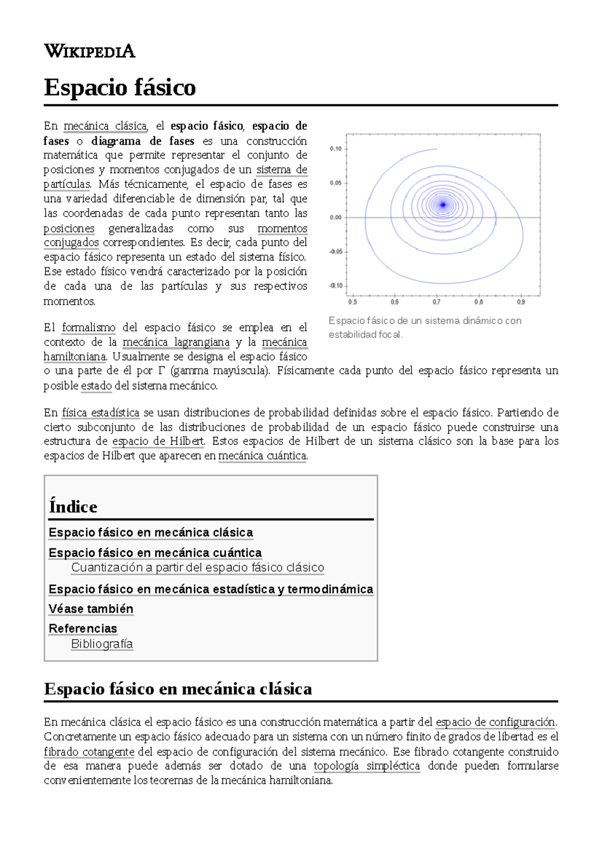 Espacio fásico - Espacio fásico En mecánica clásica, el espacio fásico ...