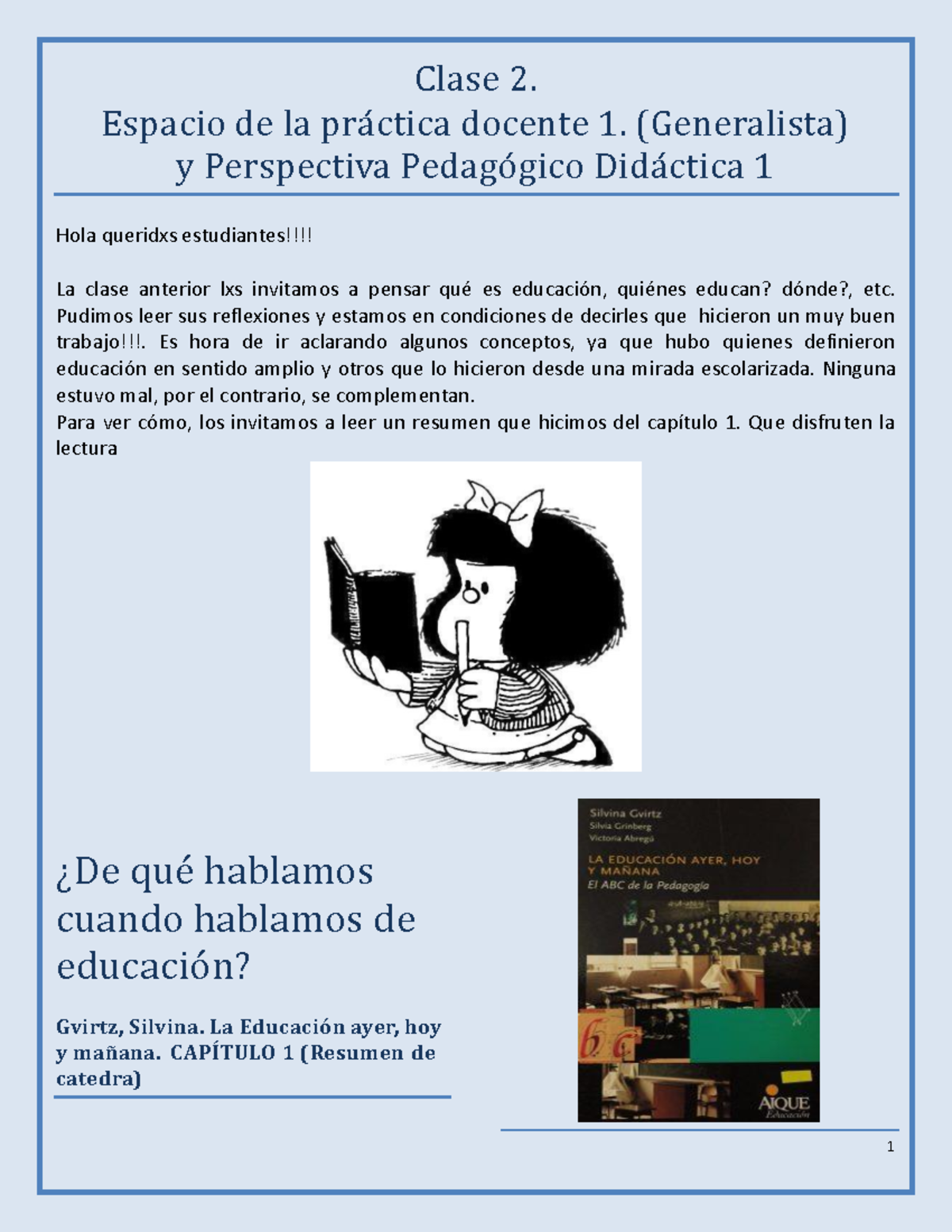 Poder Silvina Gvirtz - Clase 2. Espacio de la practica docente 1 ...