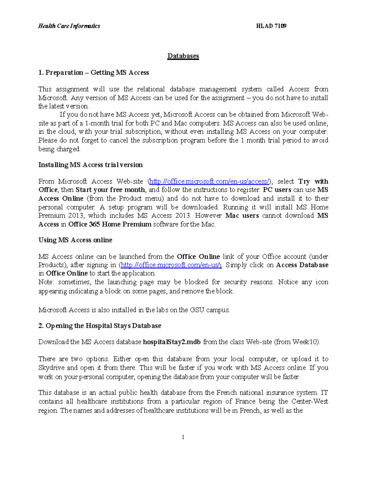 Handout Databases - these are practice materials for the course - Databases Preparation ...