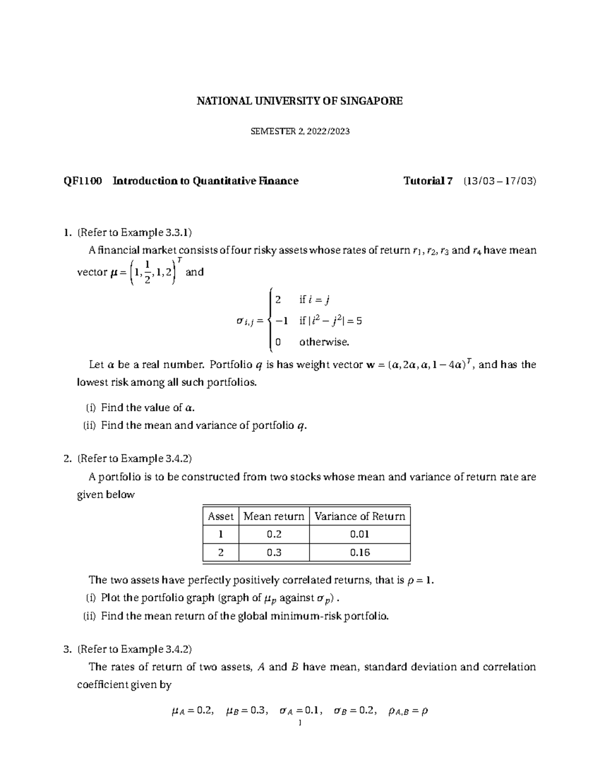 QF1100-Tutorial 7 - Tutorial - NATIONAL UNIVERSITY OF SINGAPORE ...