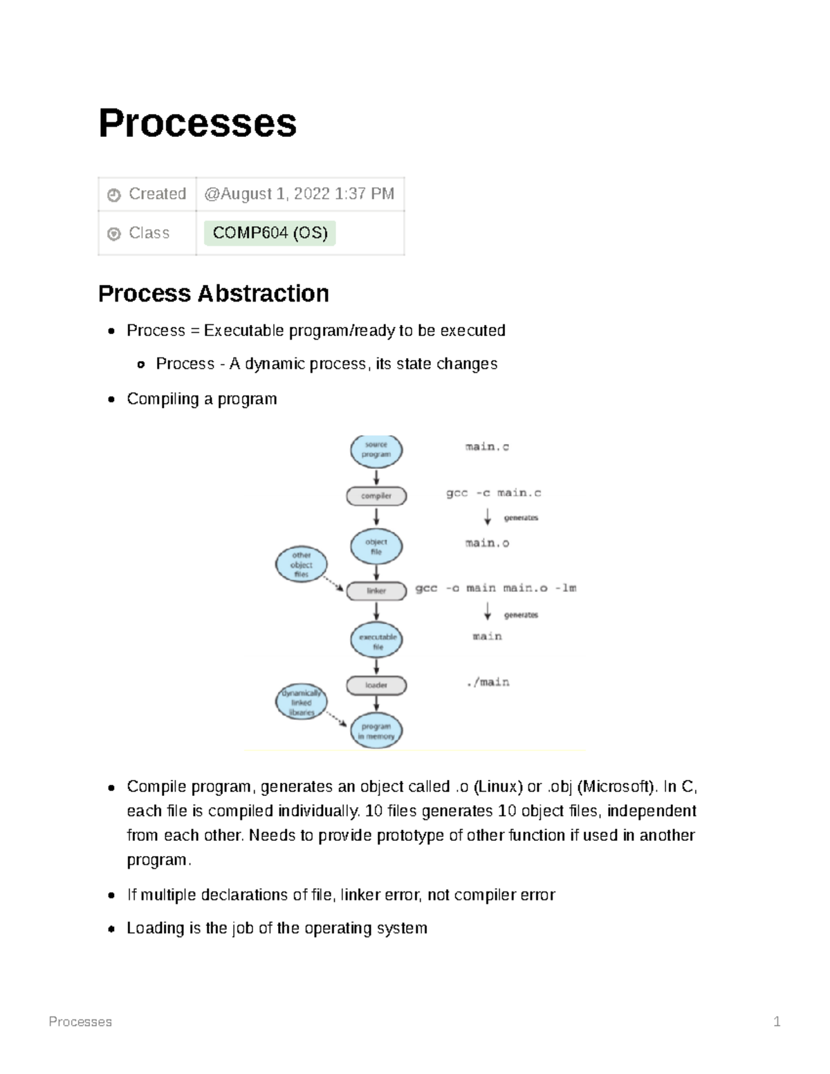 Processes - Processes Created Class COMP604 (OS) Process Abstraction Process = Executable - Studocu