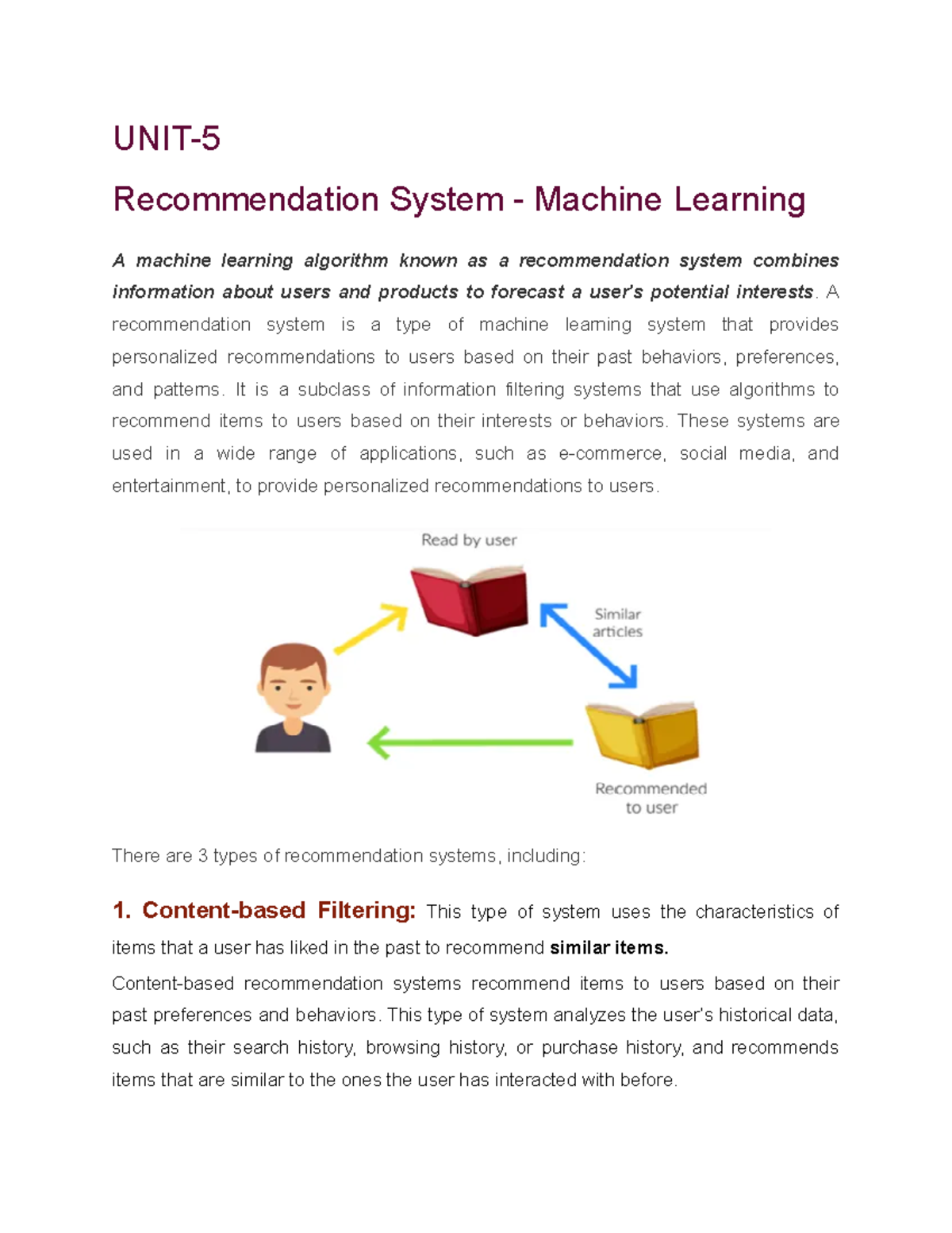 UNIT 5 Recommended systems - UNIT- Recommendation System - Machine ...