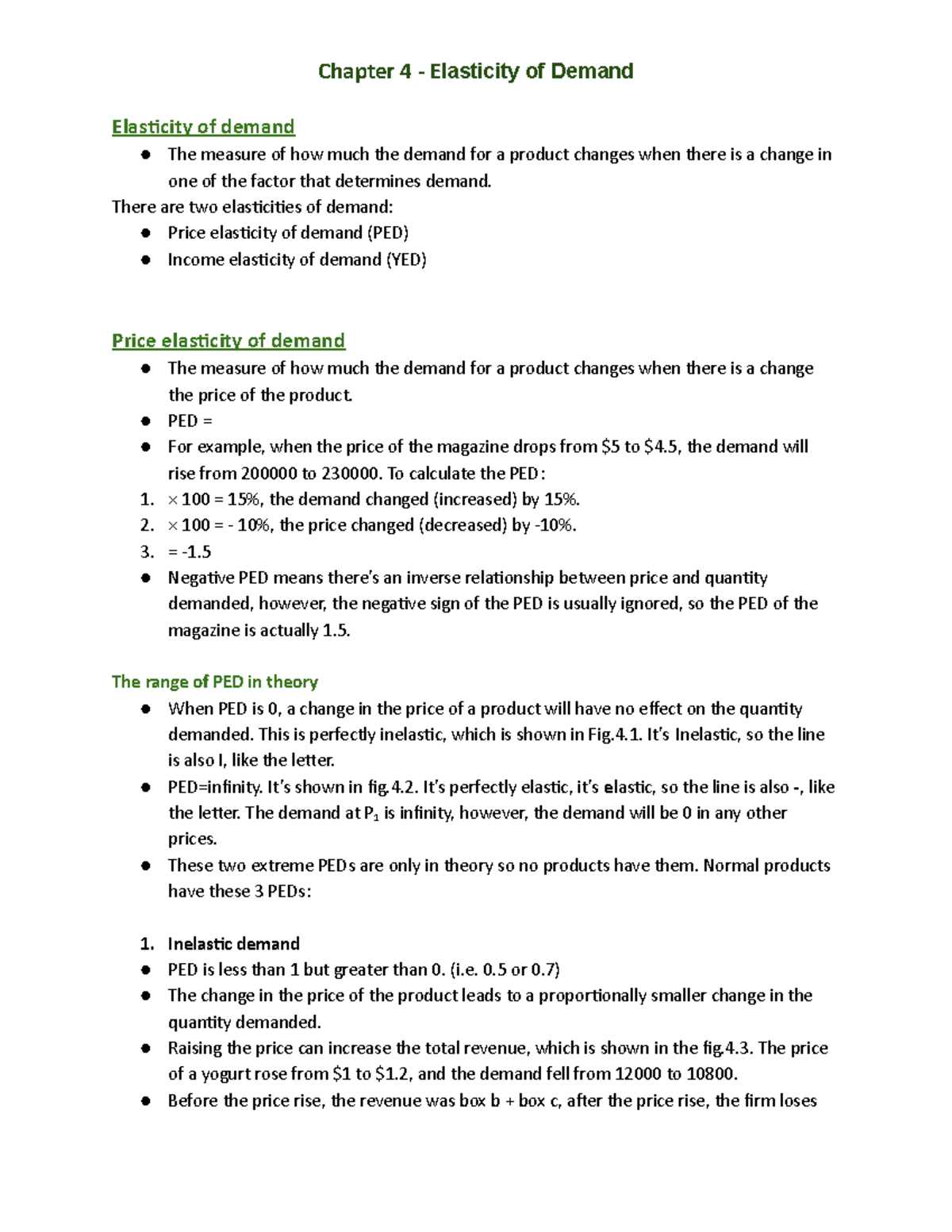 Chapter 4 - Elasticity of Demand - Chapter 4 - Elasticity of Demand Elasticity of demand The ...