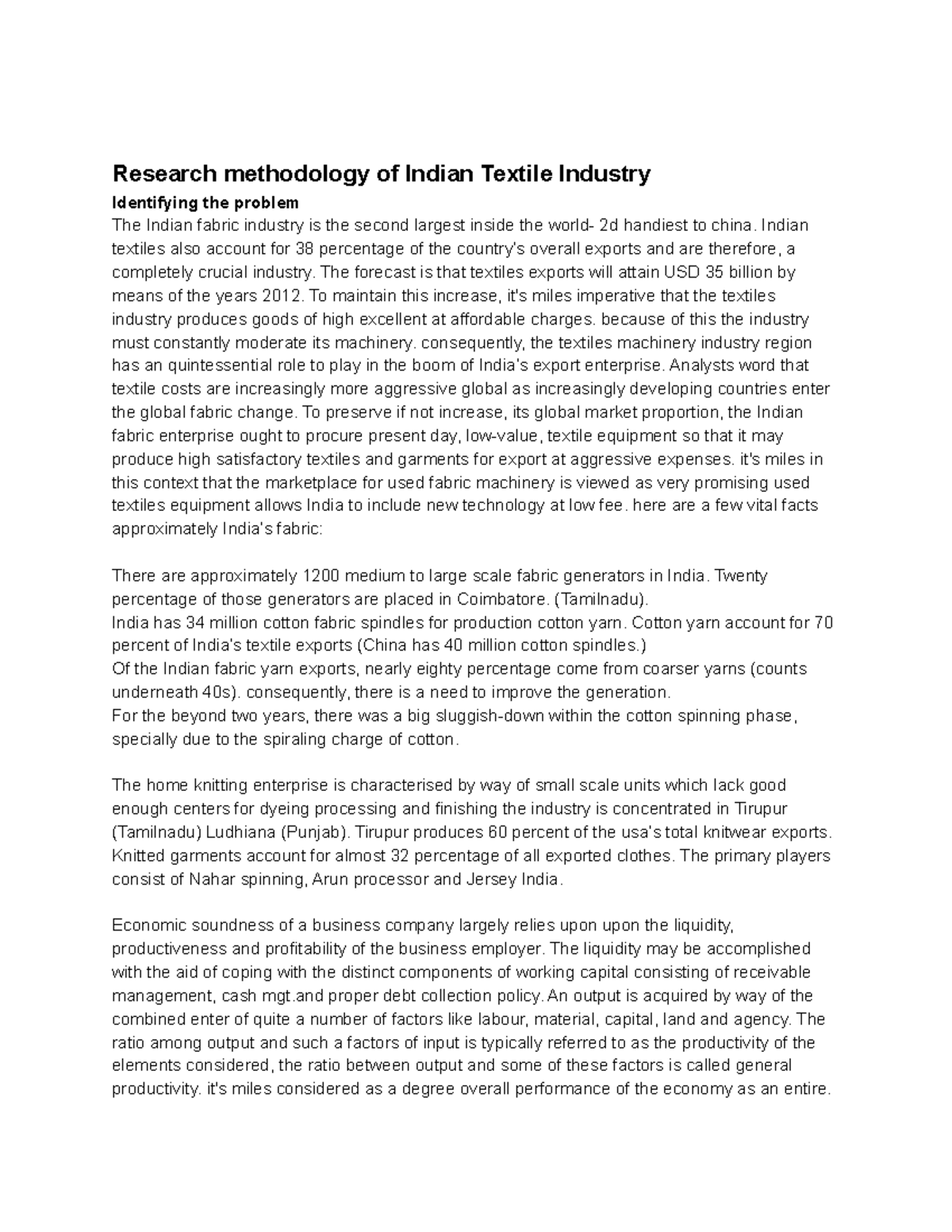 Research methodology of Indian Textile Industry - Research methodology ...