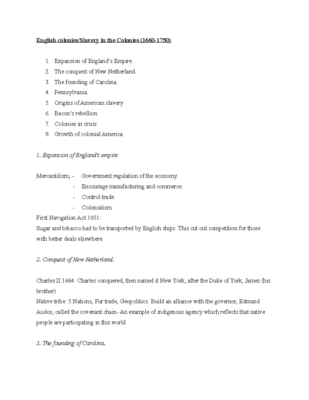 English colonies: Slavery in the colonies - English colonies/Slavery in ...