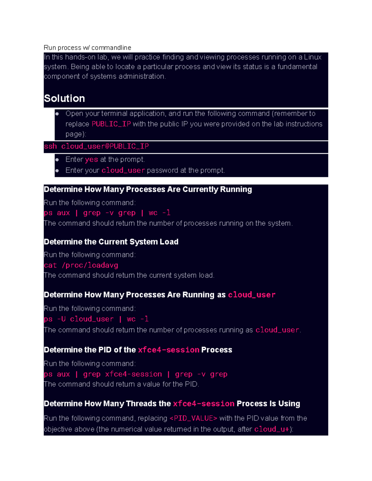 Linux notes - Run process w/ commandline In this hands-on lab, we will ...