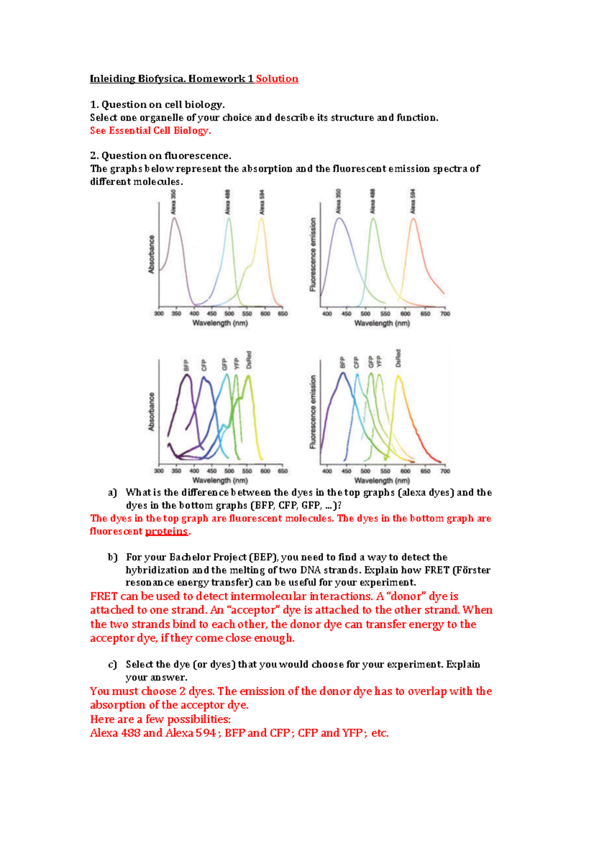 Compulsory declarations, questions and answers - Homework 1 - Inleiding Biofysica. Homework 1 ...
