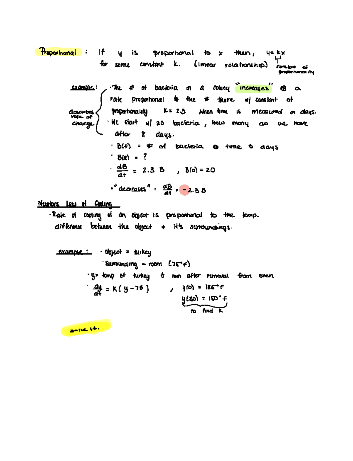 Applications of Differential Equations - Proportional If y is ...
