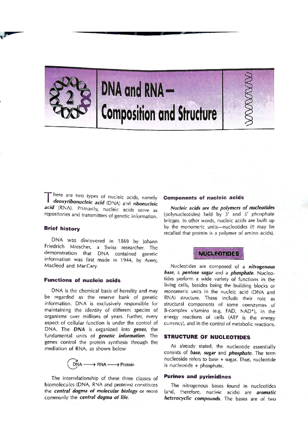 DNA and RNA Composition and structure - Environmental Biology, Forest ...