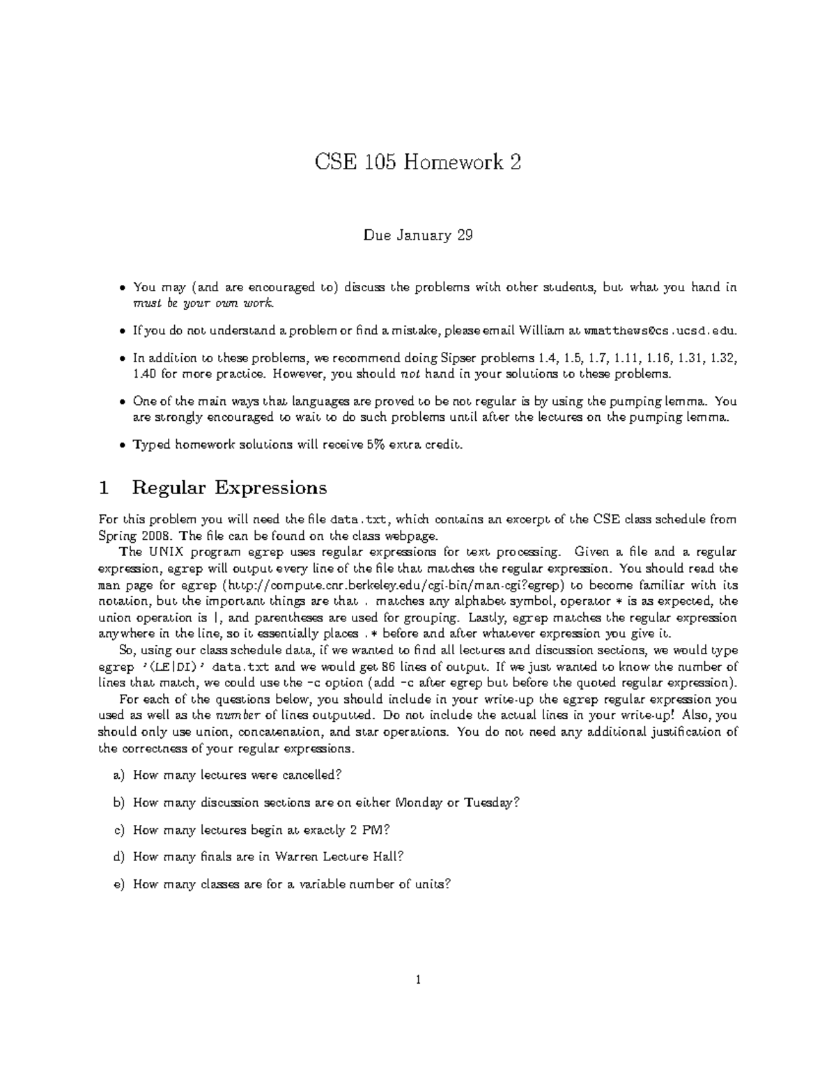 Hw2-solution - ..... - CSE 105 Homework 2 Due January 29 You may (and are encouraged to) discuss ...