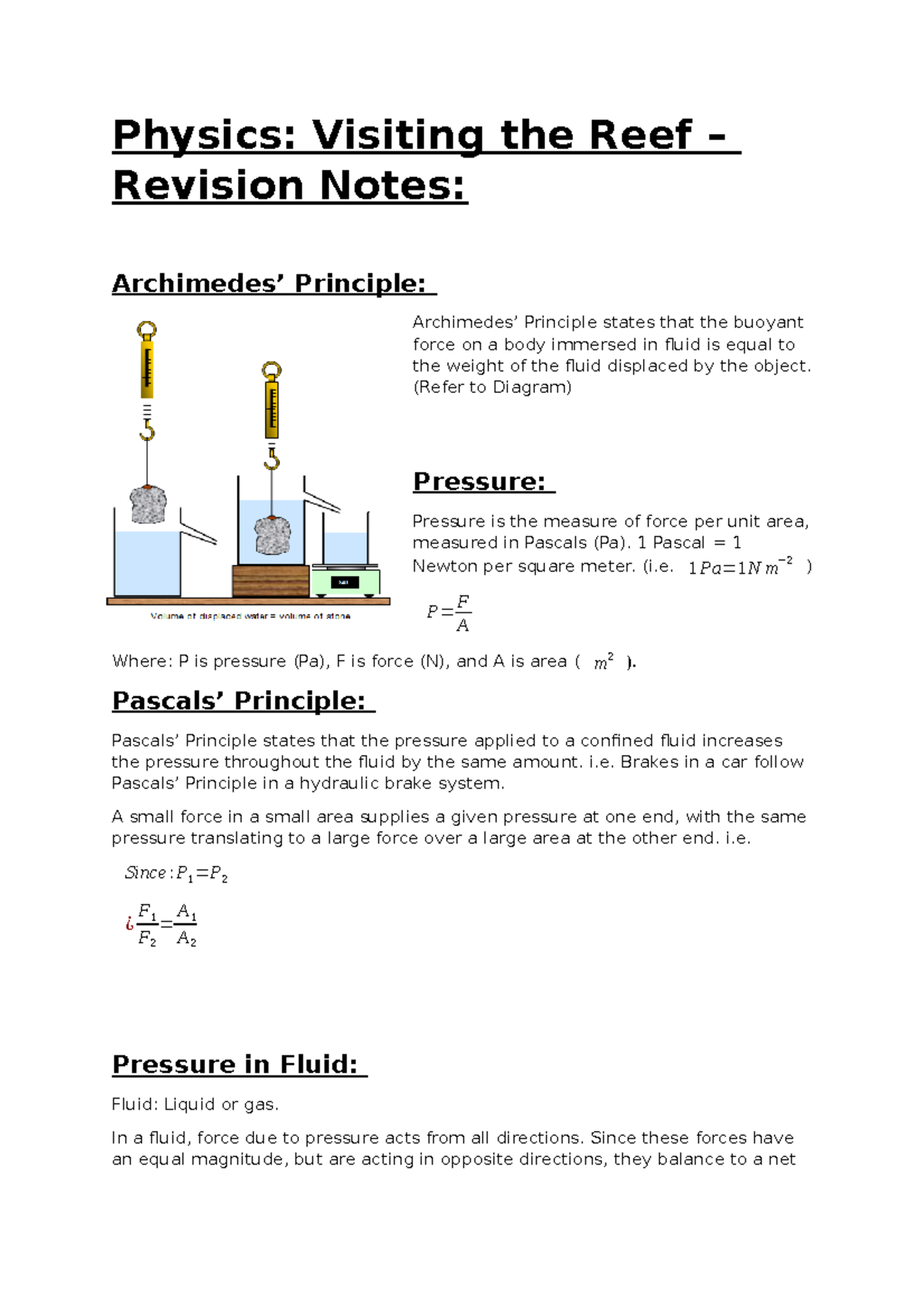 Visiting the Reef (Context) - Physics: Visiting the Reef Revision Notes ...