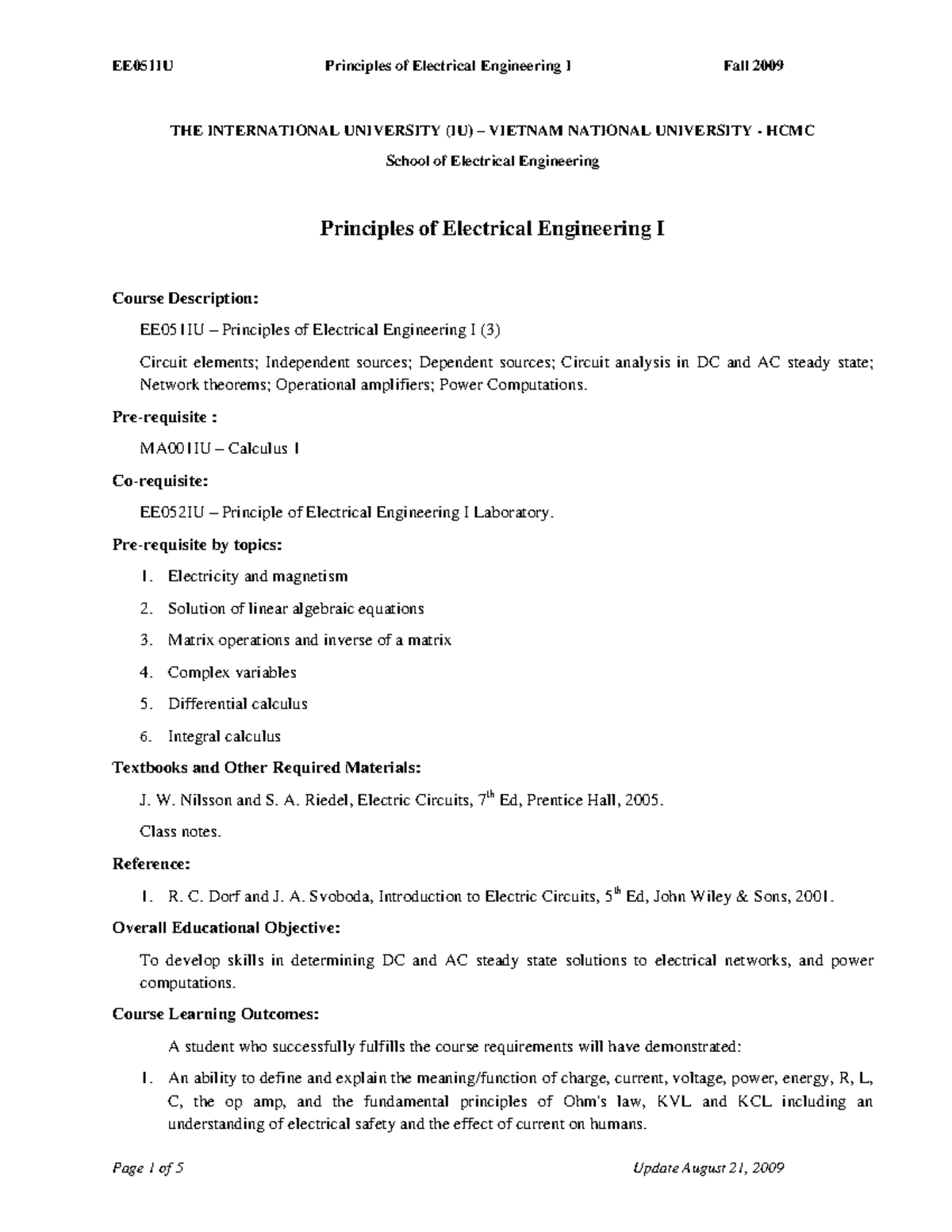 EE051IU Principles of Electrical Enginee - THE INTERNATIONAL UNIVERSITY ...