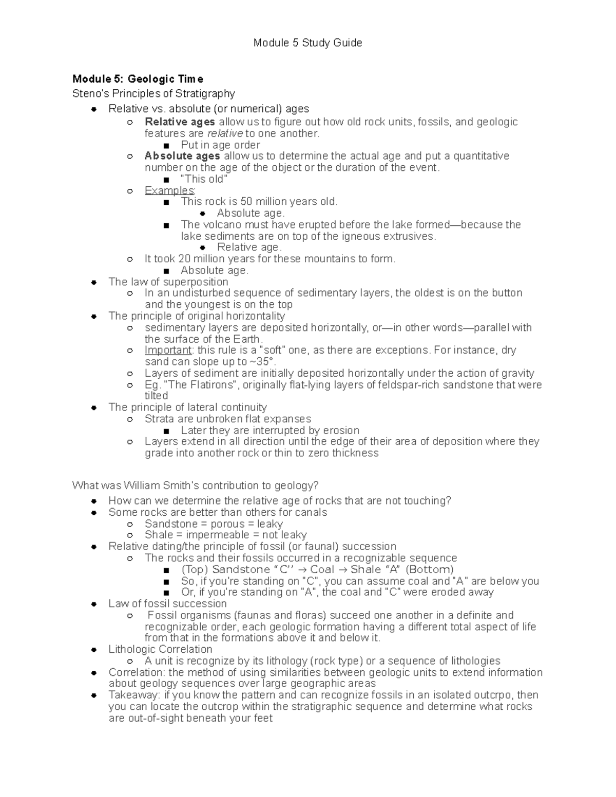Module 5 Study Guide - Module 5 Study Guide Module 5: Geologic Time ...