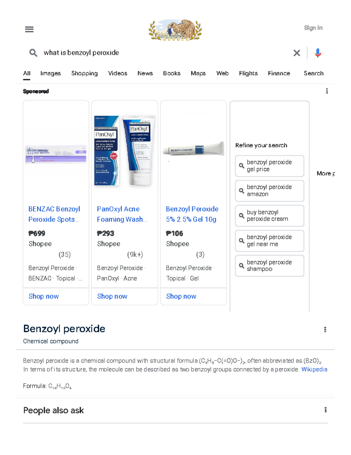 What is benzoyl peroxide - Google Search - Benzoyl peroxide is a ...