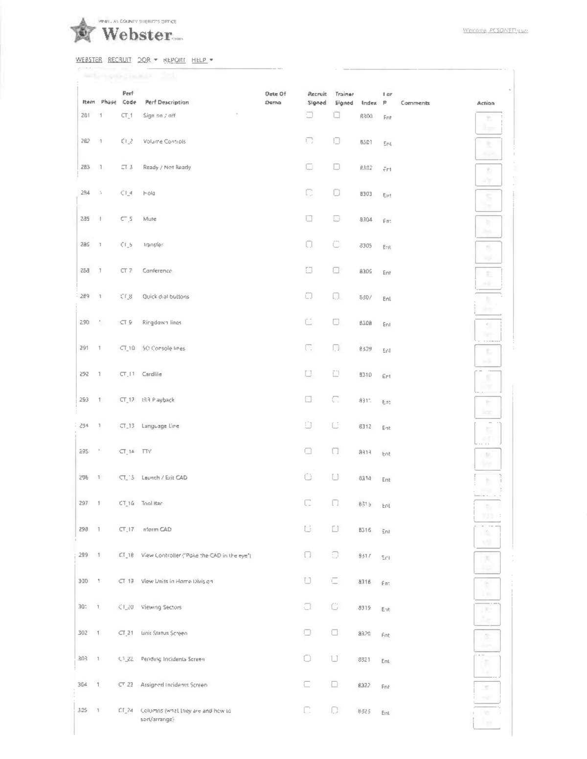 Check Lists - #w. welcome,PQAIaI WEBSTER RECRUIT DOR • REPORT HELP ...