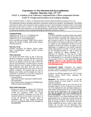 Esterification Experiment - 1 Experiment # 6 : Synthesis and Characterization of Esters (Tuesday ...