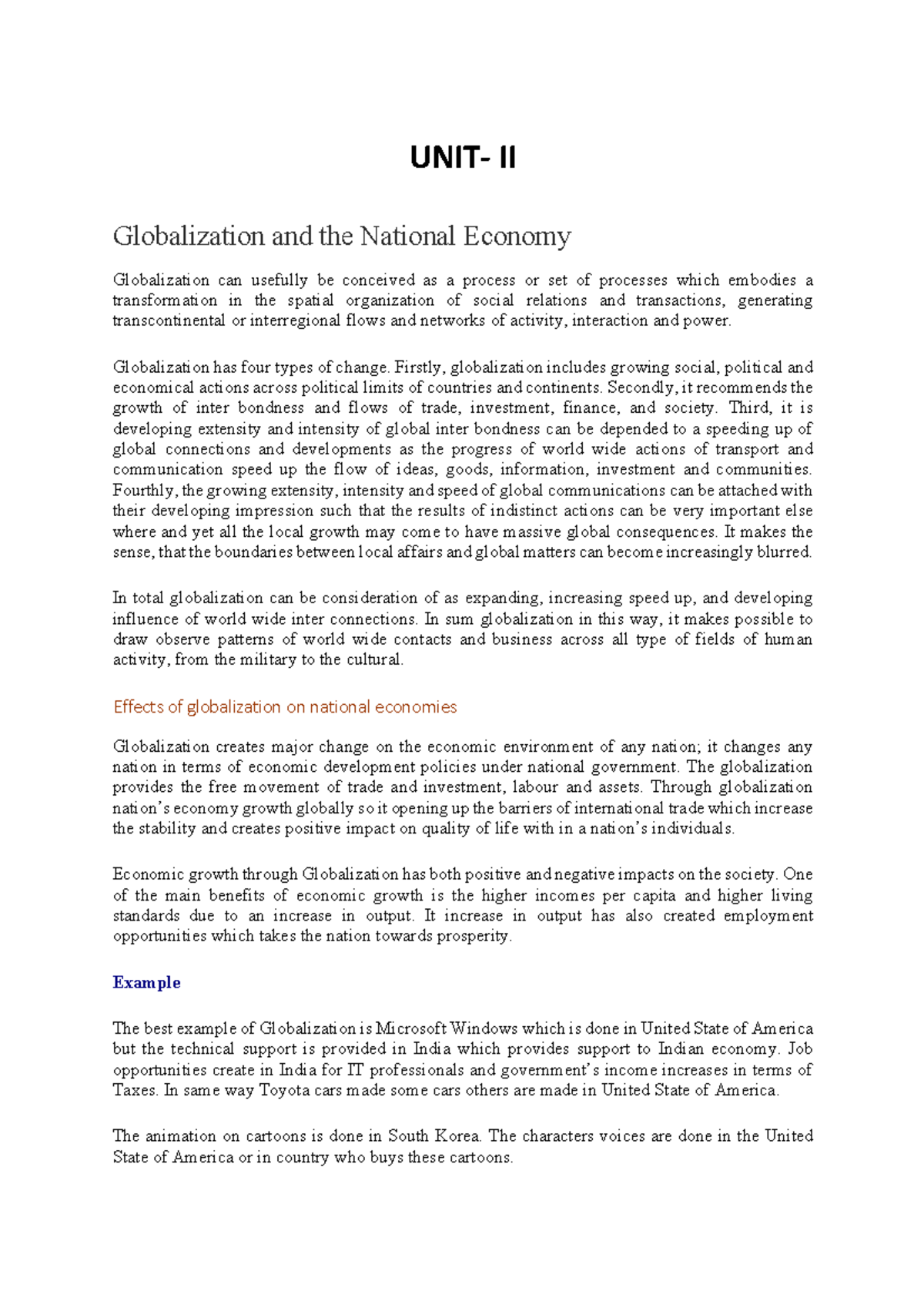Unit 2 4 Lecture Notes 24 Warning Tt Undefined Function 32 Unit Ii Globalization And The