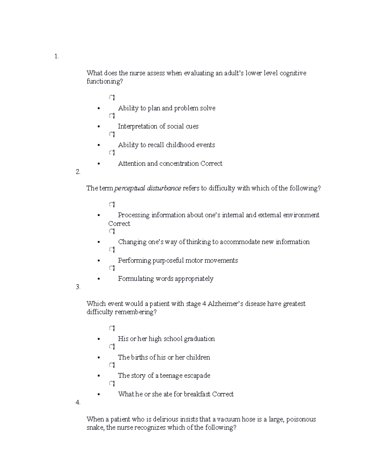 Chapter 17 Practice Answers - 1. What does the nurse assess when ...