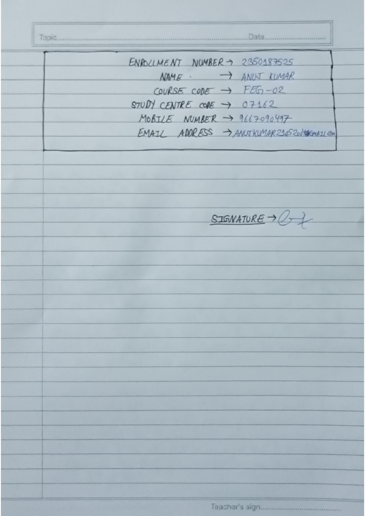 FEG-02 Assignment - iklj - Topic Date ENROLLMENT NUMBER 2350187525 NAME ...