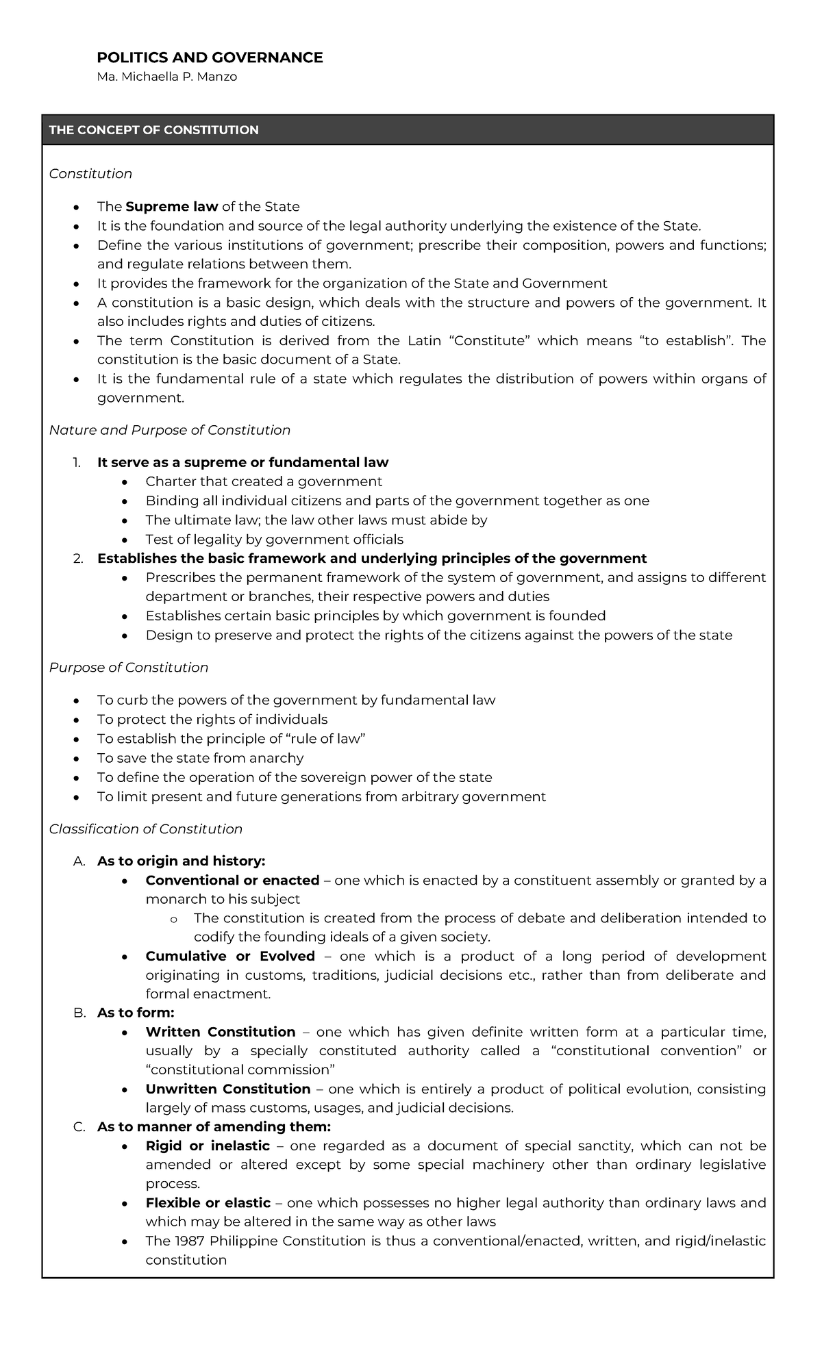 Polgov- Midterm - Reviewer - Ma. Michaella P. Manzo THE CONCEPT OF ...
