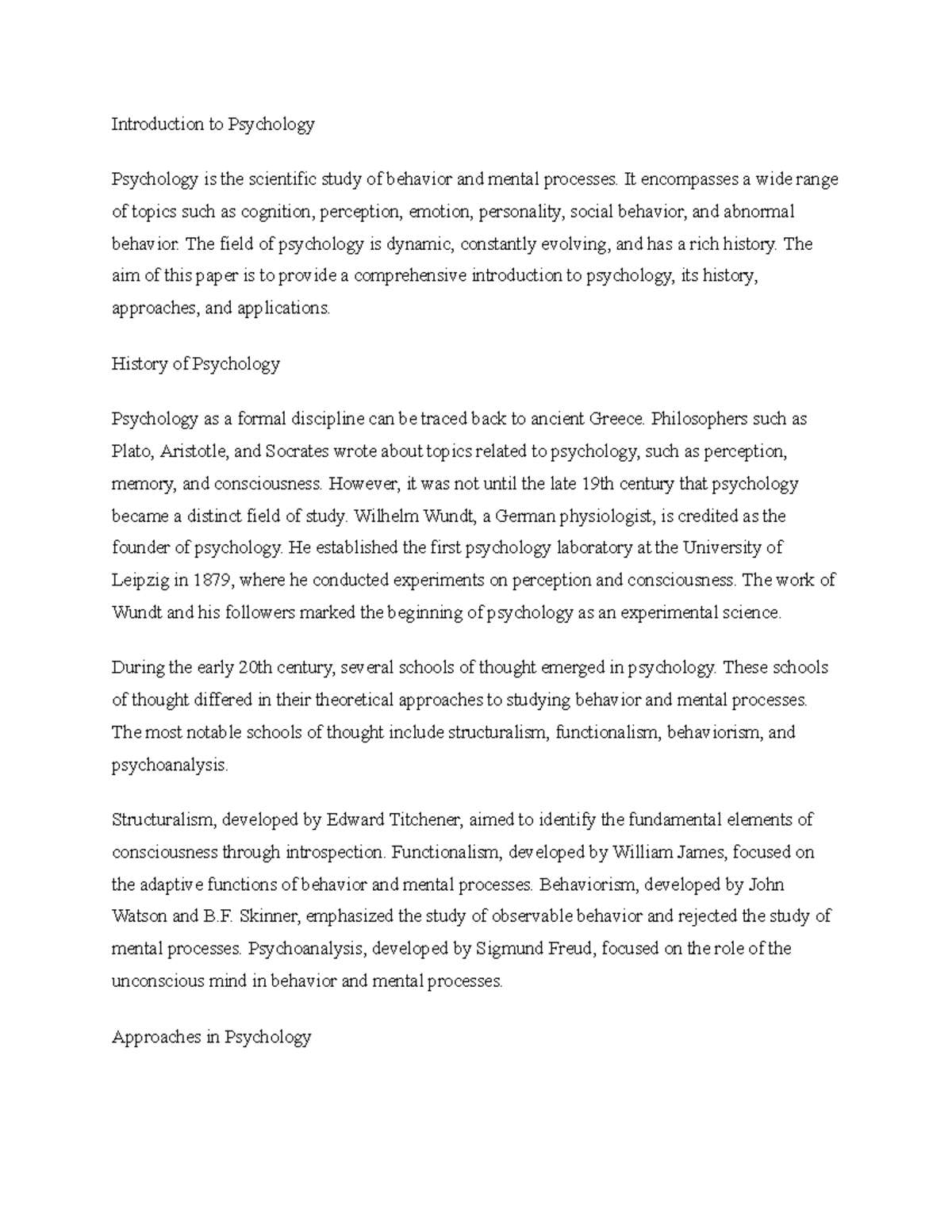 Introduction to Psychology notes - Introduction to Psychology ...